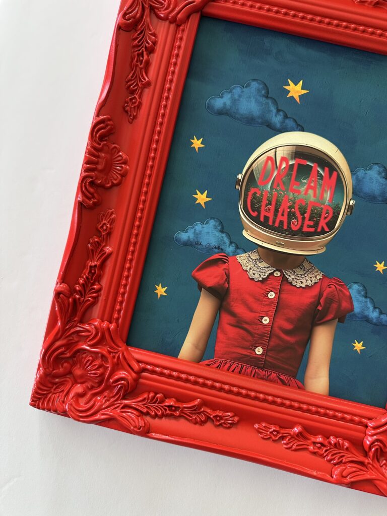 Dream chaser, Art Print in Ornate Red Wood Frame (8x10)